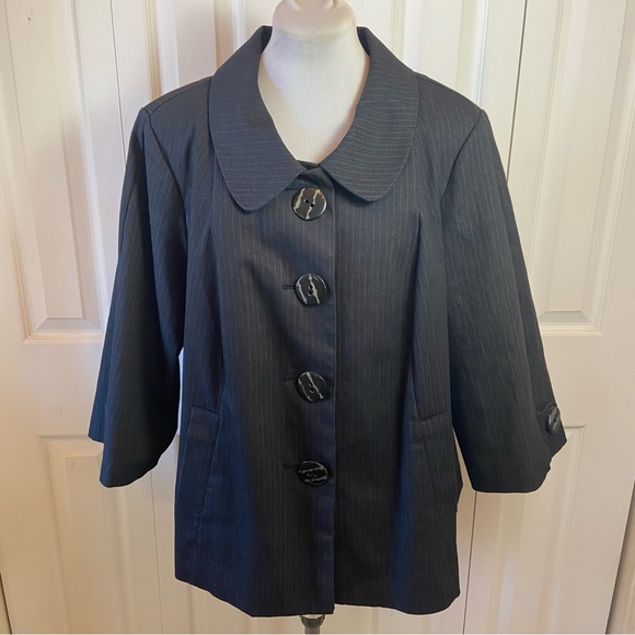 Lane Bryant | Jackets & Coats | Lane Bryant Charcoal Gray Pinstripe ...